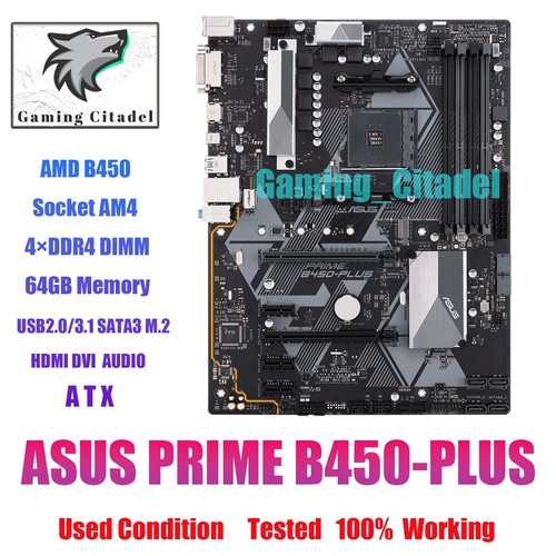 ASUS PRIME B450-PLUS Motherboard AMD B450 Socket AM4 DDR4 M.2 ATX Ryzen ...