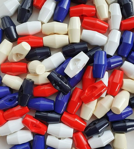 Bella Buttons 100 Baby Toggles 3/4" (20 Each White,Cream,Navy,Royal ...