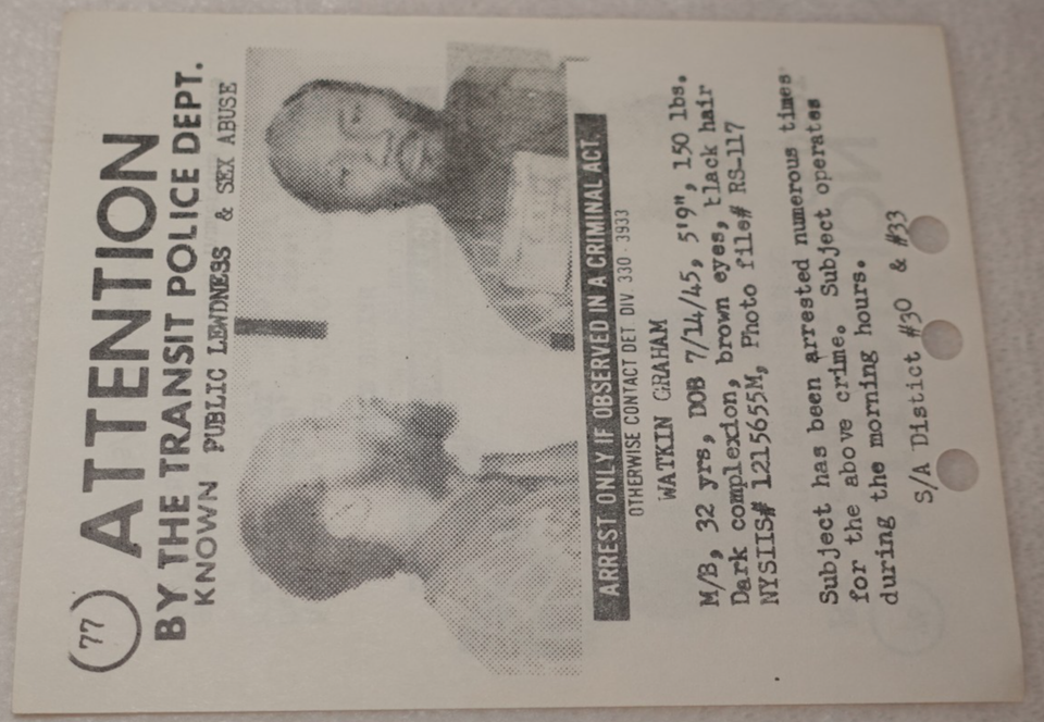 New York City Transit Police Department Original 1970s Criminal Wanted ...