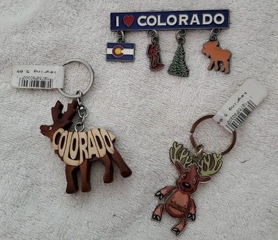 Lot of 3 - Colorado Keychains - Wooden Moose, Metal Moose & Magnet | eBay
