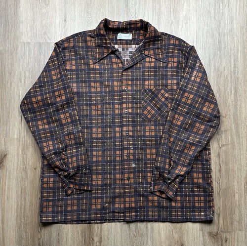 Kmart Made in USA Men’s Vintage Cotton Blend Orange Plaid Flannel ...