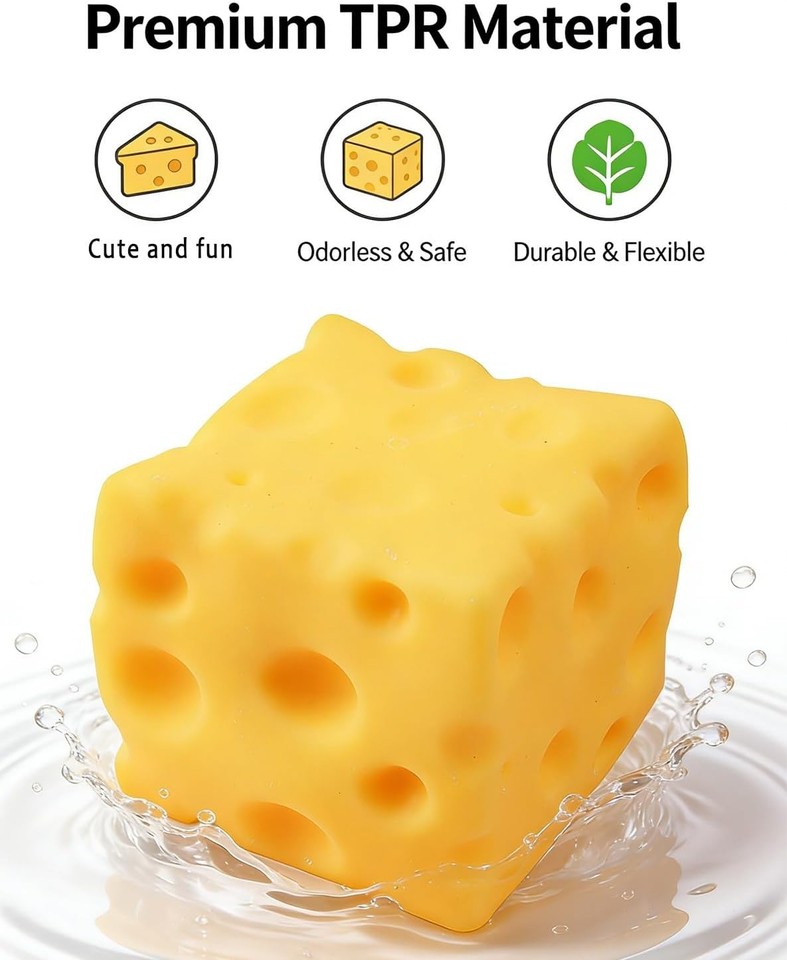 Extra Large Cheese Toy Stress Ball ,Realistic Butter Squishy Fidget Toy ...