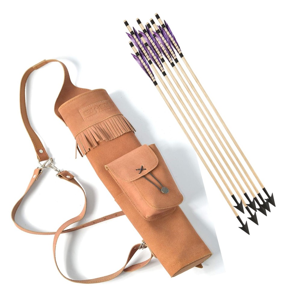 Genuine Suede Leather Arrow Quiver | Fast Draw Back Quiver for Archery ...