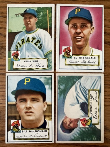 1952 Topps Baseball 4 Card Lot, Pirates William Werle, Ed Fitzgerald ...