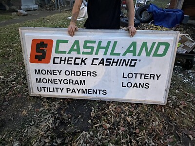 Vtg Cash Land Check Cashing Dualite Advertising Sign Lighted Dayton ...