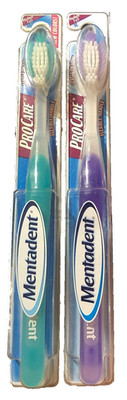 2* VTG Mentadent ProCare Toothbrush 32 Medium Bristle Full Head ...