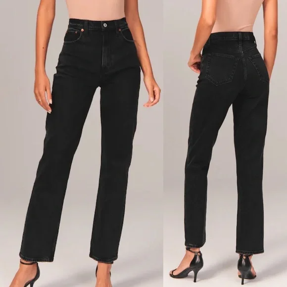 Abercrombie & Fitch Black 90s Relaxed Ultra High Rise Jeans Size 26 /2R ...