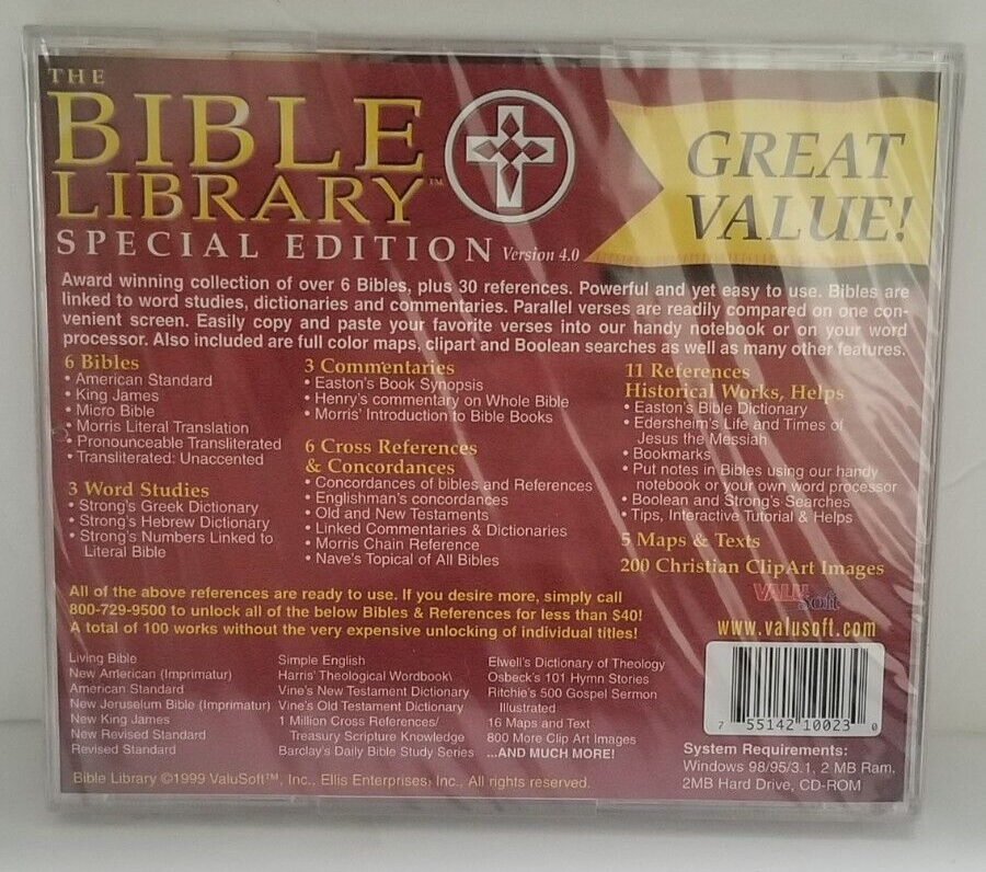 Bible Library Special Edition CD-ROM 36 Popular Bibles References 200 ...