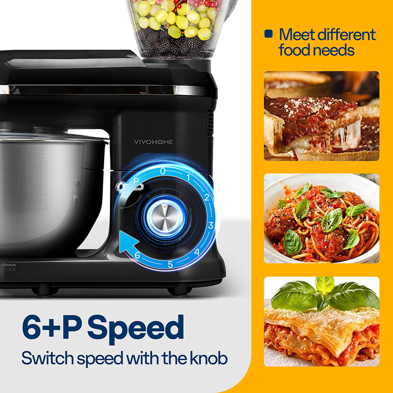 3in1 6Qt Food Stand Mixer 650W 6-Speed Meat Grinder Juice Blender ETL ...