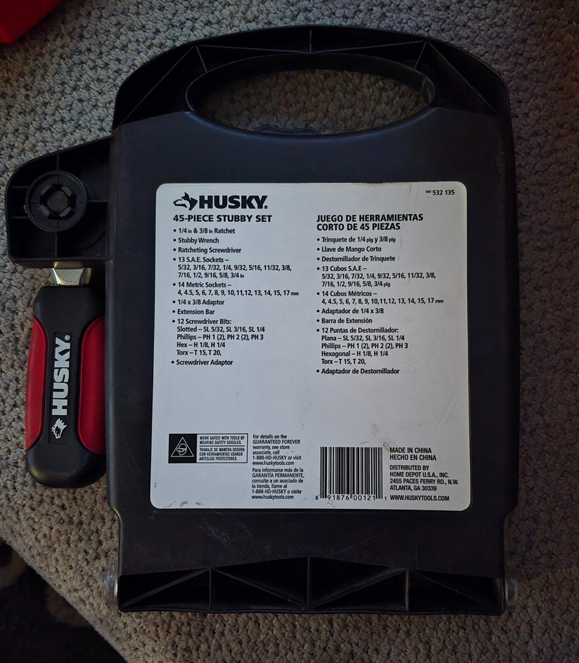 Husky 45 Piece Stubby Combination Wrench & Socket Set # 532 135 NEW | eBay