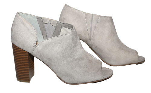 Indigo Rd. Gray Faux Suede Peep Toe Womens Block Heel Bootie Boots 8.5 ...