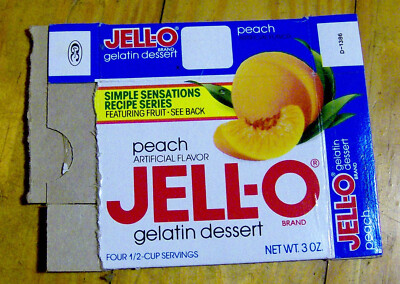 RARE vintage 1980s JELLO Peach gelatin Dessert box old packaging ...