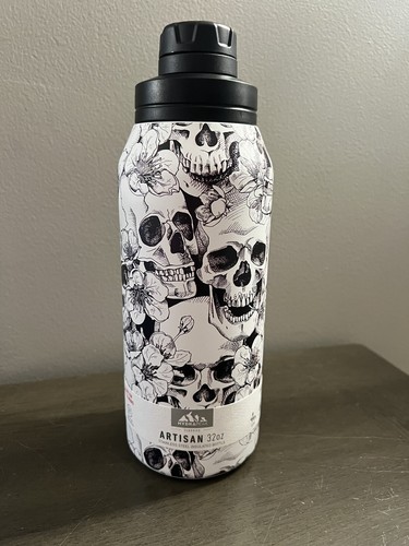 HydraPeak Skulls & Flowers Artisan 32oz Wide Mouth Chug Steel Insulated ...