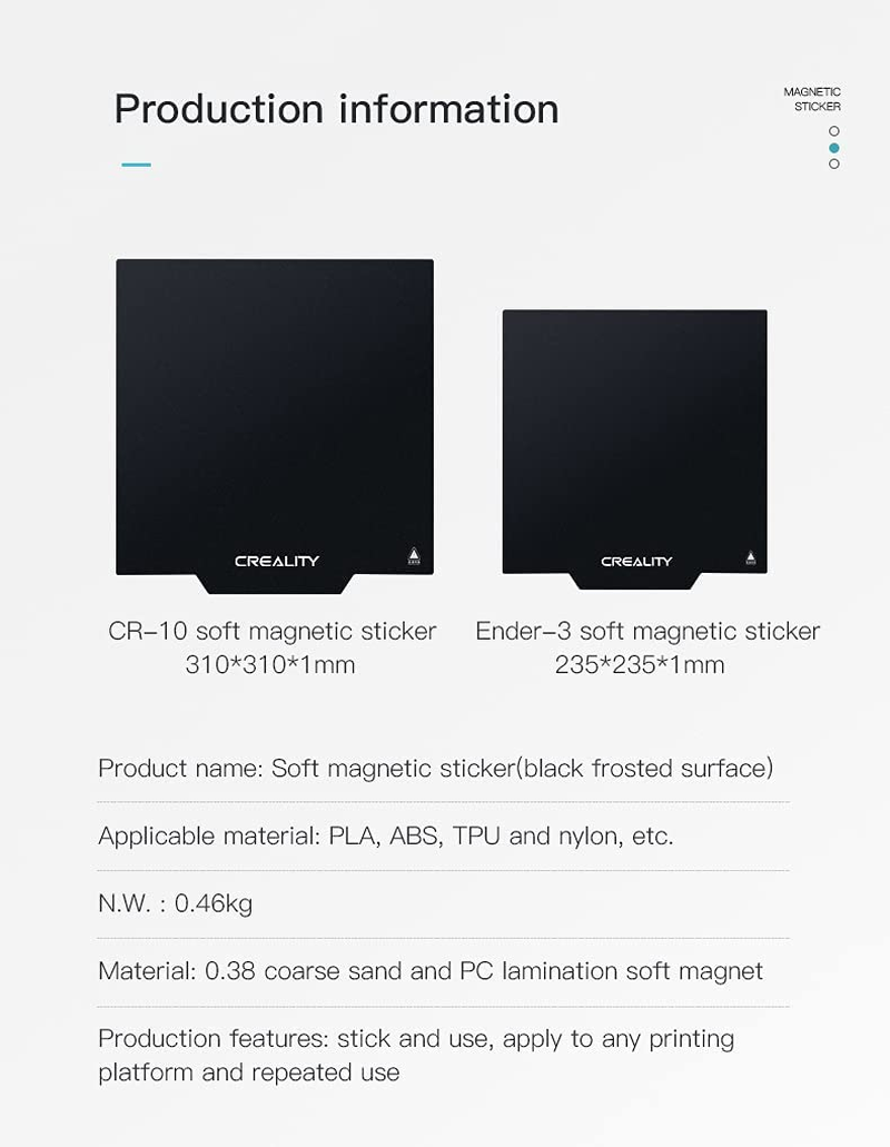 Official Creality CR-10 Magnetic Sticker with Edge (310X310Mm), Ultra ...