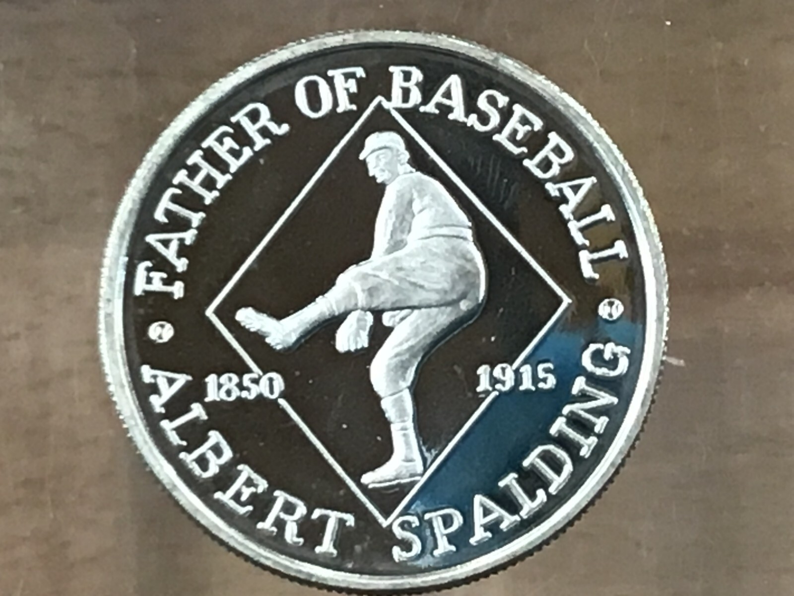 1992 Albert Spalding Father of Baseball Hutt River $5 Silver Art Medal ...