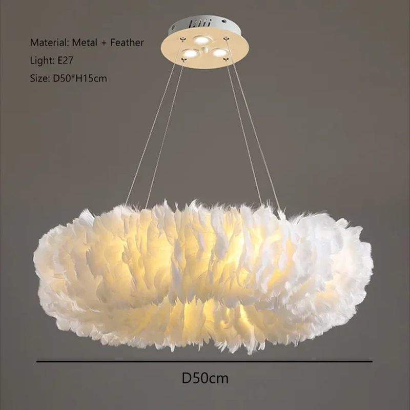 Feather Ceiling Light Modern Chandelier Lamp LED Lighting Fixture Home ...