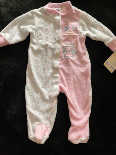 NWT Vintage Absorba Baby One Pc Pink/Blue 12Silver Star/Trim 3 mo/24 ...