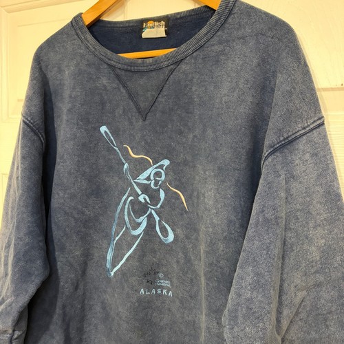 VTG English Bay Men L Mineral Wash Kayak Alaska Graphic Sweatshirt ...
