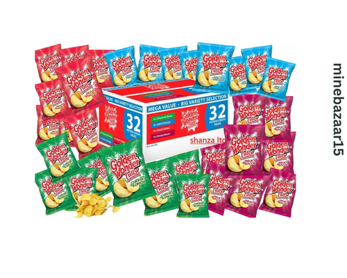 Golden Wonder Fully Flavoured Crisps 32 Multipack - 8 of Each Flavour ...