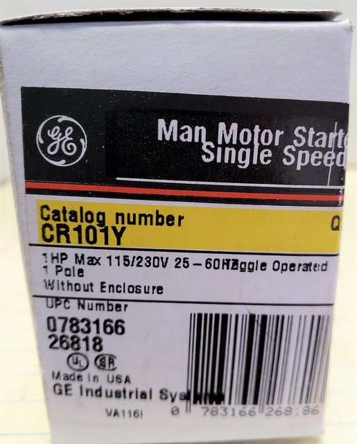 GE CR101Y1 Toggle Switch Manual Motor Starter for sale online | eBay