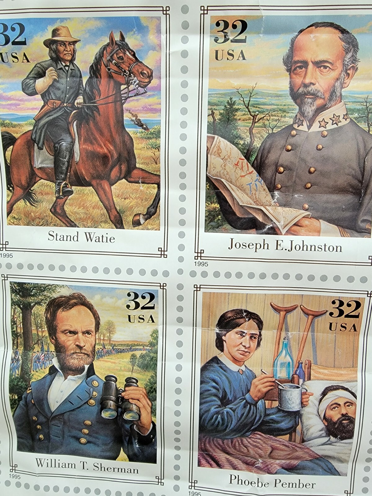 Civil War Commemorative Stamp Poster USPS Rare 36" X 24" w Robert E ...