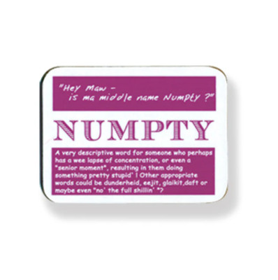 Quirky Scottish Doric Dialect Phrase Drinks Coaster - Numpty | eBay UK