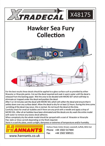 Xtra Decals 1/48 HAWKER SEA FURY British Naval Fighter | eBay