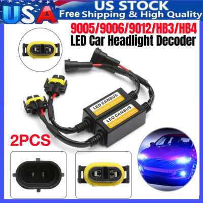 2PC 9005/9006 LED Headlight Canbus Decoder Error Anti Flicker Resistor ...