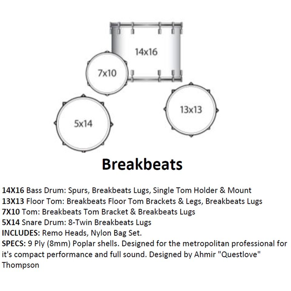 Ludwig Breakbeats Kit 4pc Acoustic Drum Set Junior Size Black Sparkle ...