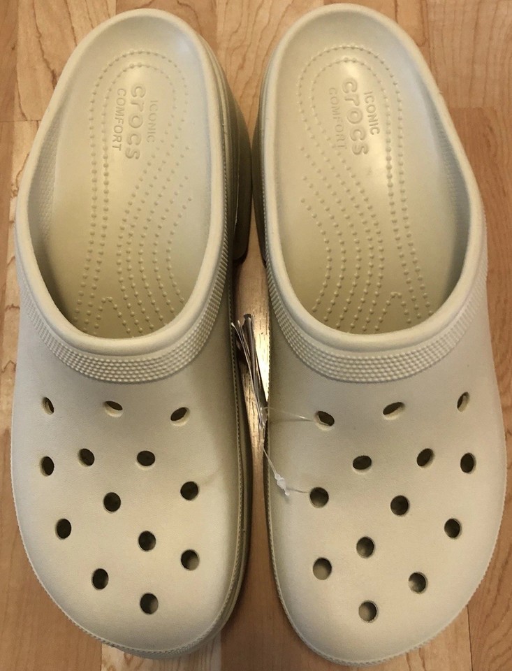 CROCS WOMENS CHUNKY PLATFORM MEGA HEELS CHALK CLOGS IVORY SZ 11 NEW | eBay