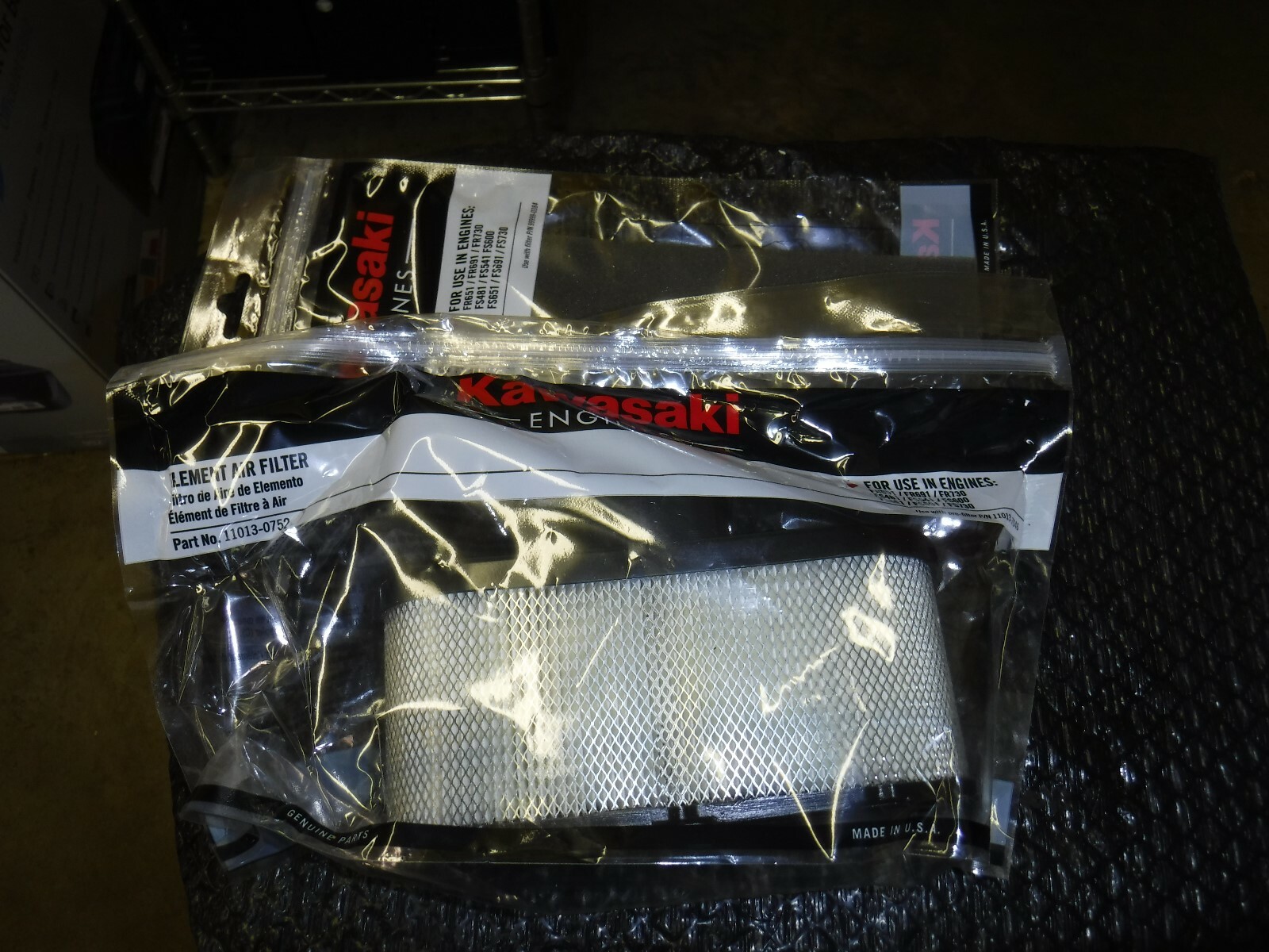 KAWASAKI AIR FILTER & PREFILTER 11013-0752 & 11013-7046, OEM ORIGINAL ...