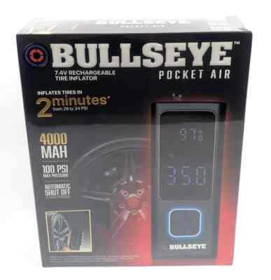 Bullseye Pocket Air 7.4 V Rechargeable Tire Inflator 4000 MAh 100 PSI ...