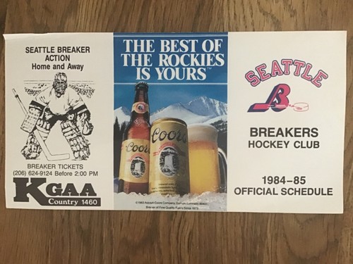 Seattle Breakers 1984-85 WHL Hockey Club (Defunct) Unfolded Pocket ...