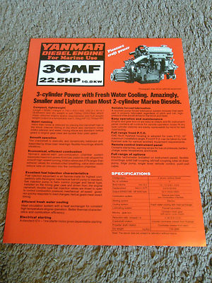 Yanmar Marine Diesel Engine 3GMF Dealer Sales Brochure Sheet ...