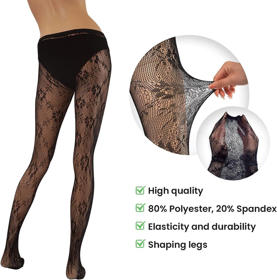 3 Pair Patterned Fishnet Stockings High Waist Sexy Fishnet Tights Black (Size:M) | eBay