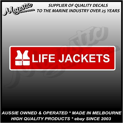 LIFE JACKETS - 160mm x 35mm - BOAT SAFETY - DECAL / STICKER | eBay ...