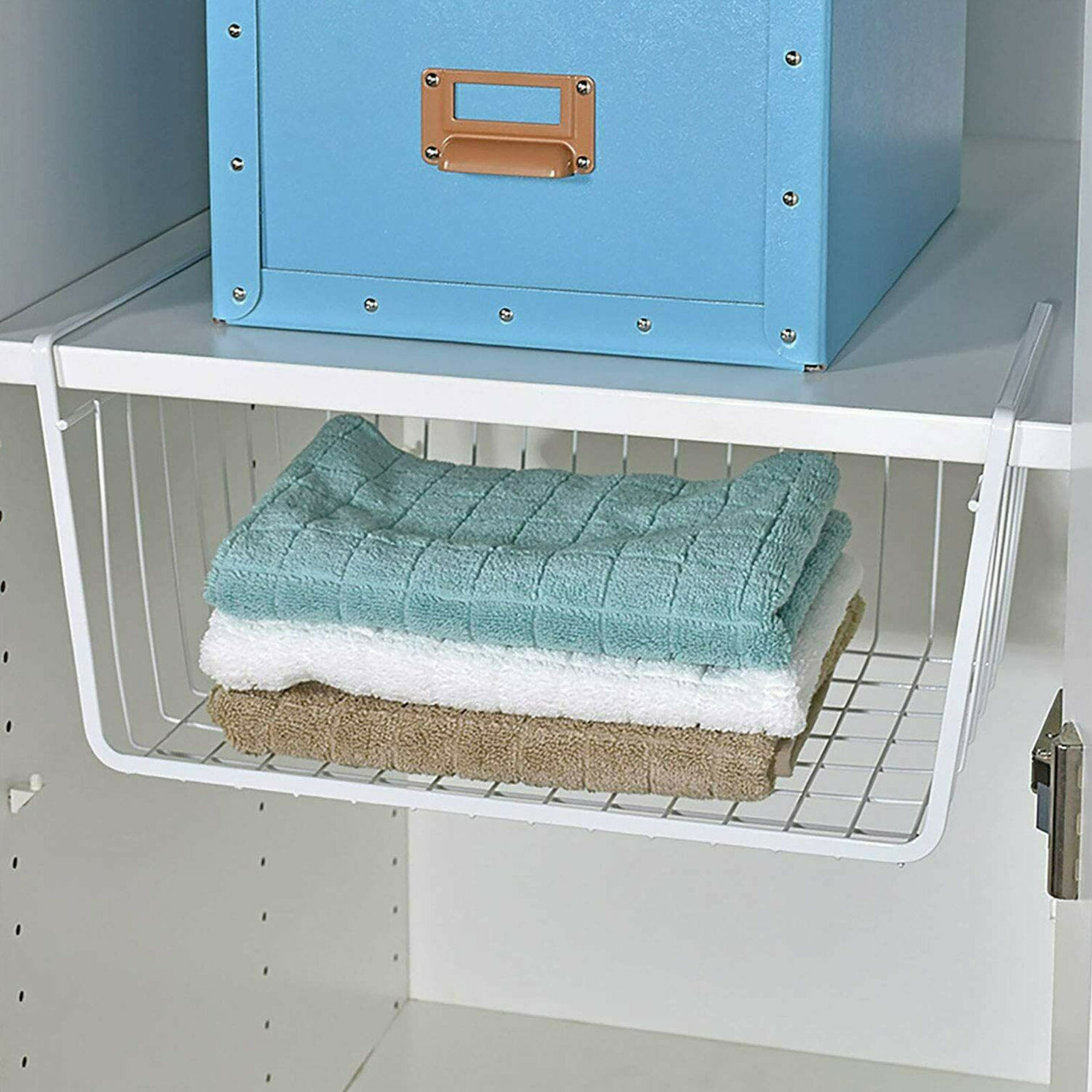 2PCS LARGE UNDER SHELF STORAGE BASKET RACK KITCHEN CUPBOARD ORGANISER ...