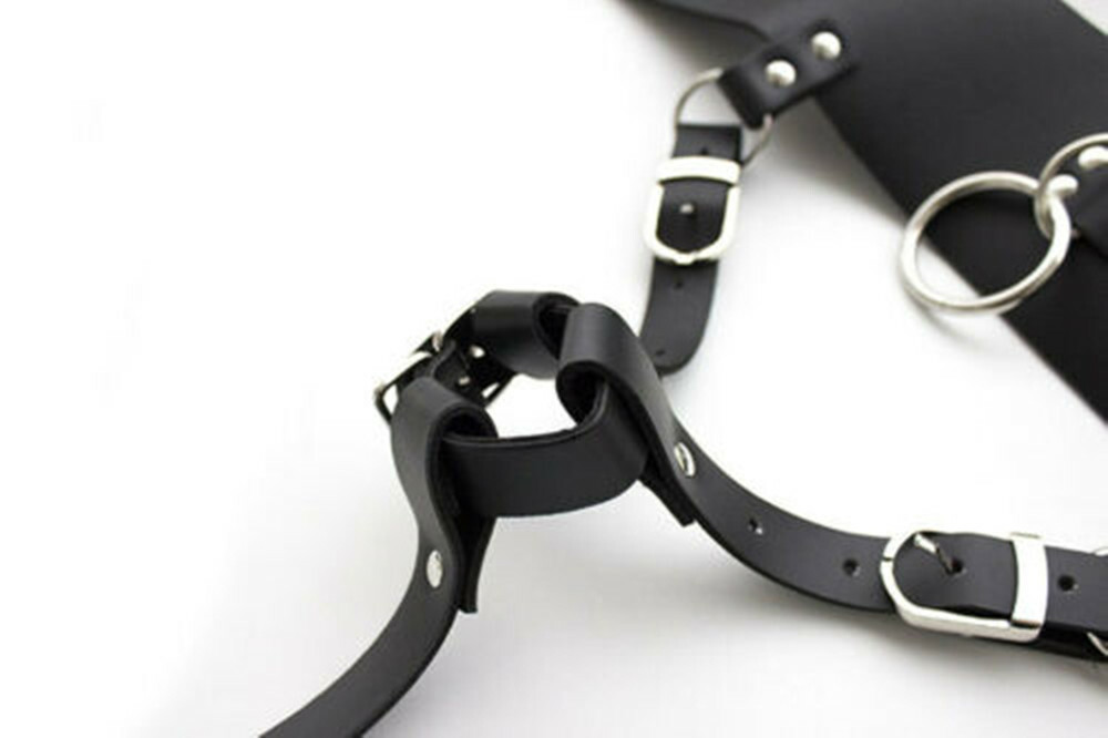 Magic wand massager holder strap on harness panties Leather restraint ...