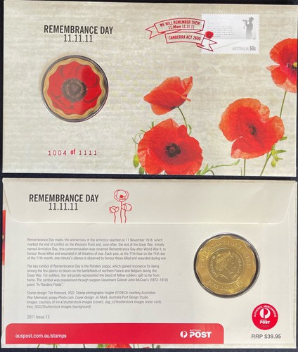 2011 PNC Australia Remembrance Day 11.11.11 Red Foil PM Limited Edition ...