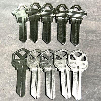 LOT OF 10 KWIKSET KW-1 & SC-1 House Key Blanks Nickel Maintenance RE ...