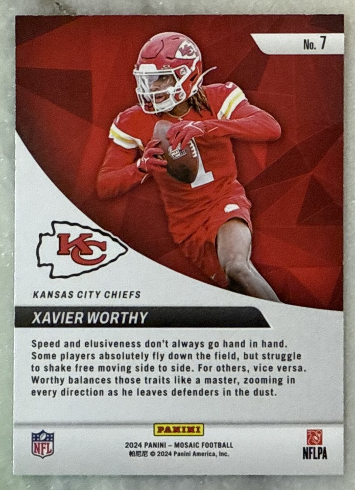 2024 Panini Mosaic Xavier Worthy Elevate Insert Rookie Card- #7 Chiefs ...