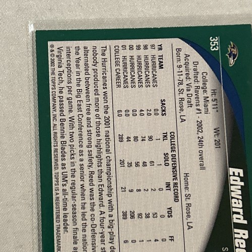 Ed Reed HOF Baltimore Ravens Legend 4 Card Rookie Lot Ravens 3 Topps 1 ...