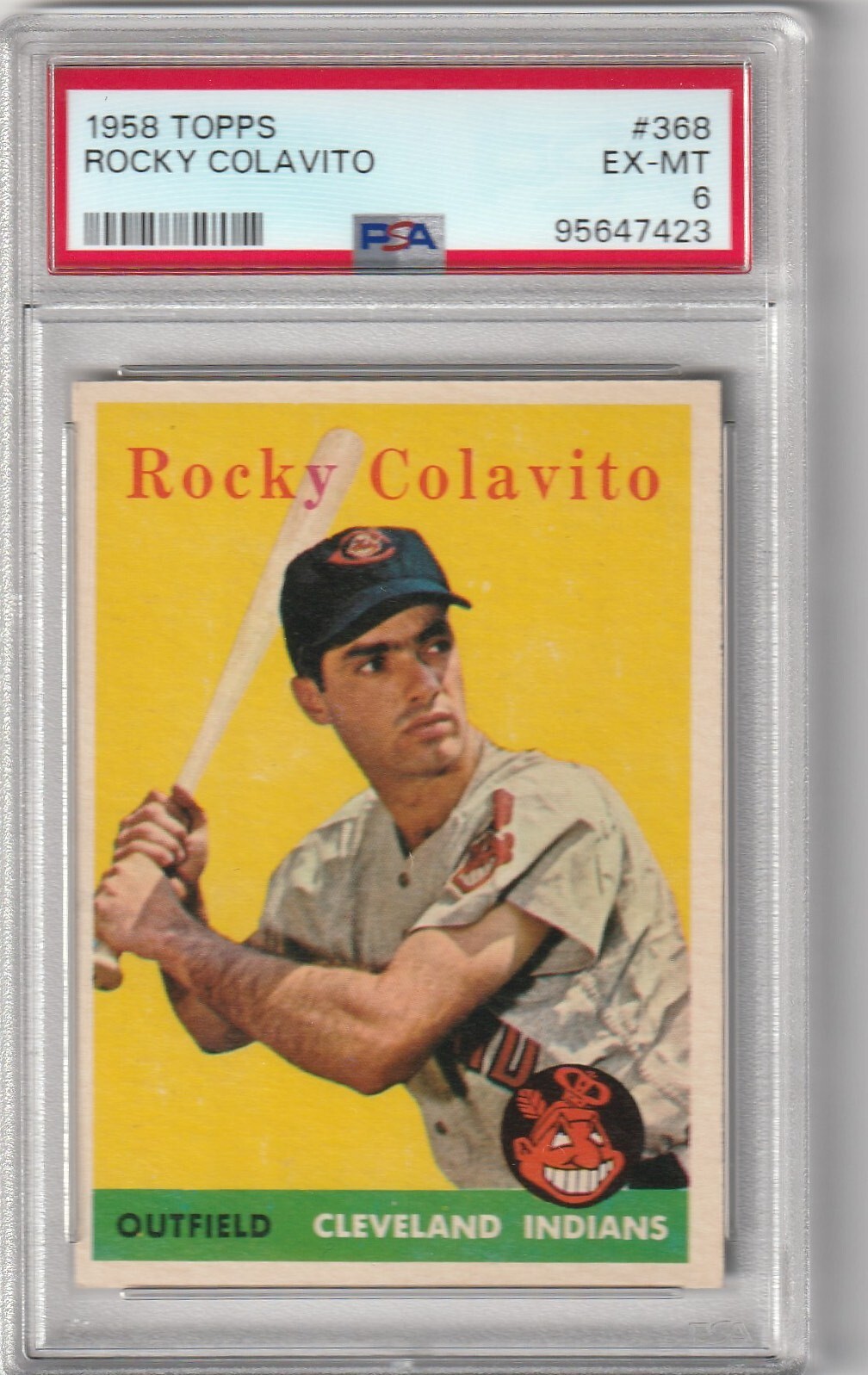 1958 Topps #368 Rocky Colavito PSA 6 Graded Baseball Card MLB Cleveland ...