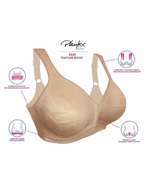 Playtex Women's 18 Hour Front Close Wirefree Back Light Beige Size 46dd ...