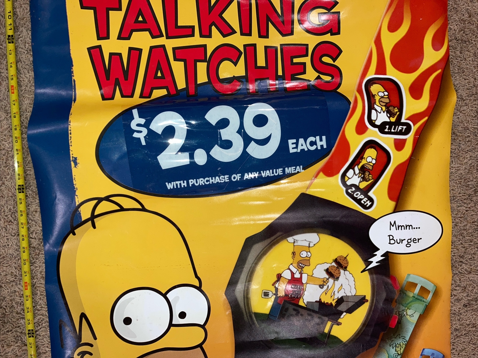 2002 Burger King Simpsons Official Talking Watches Promotional Banner ...