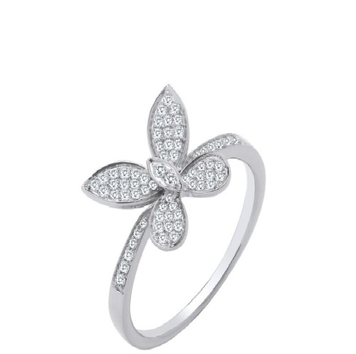 Real Diamond Butterfly Ring 9ct White Gold 0.27ctw Premium Diamonds ...