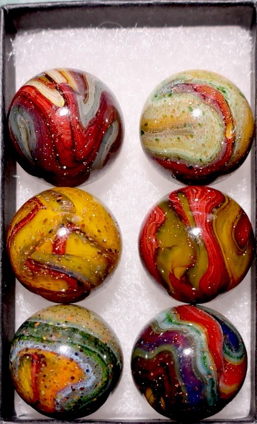 Dave's Appalachian Swirls D.A.S. Wildfire Marbles-Gold/Frit Sprinkled ...
