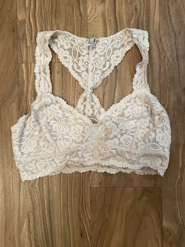 Intimately Free People Lace Galloon Racerback Bra Bralette Pink Tan ...