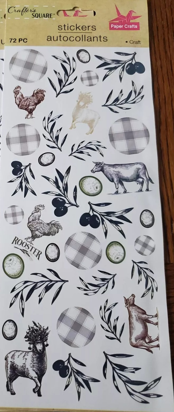 Farm Themed Stickers Craft Supply Cow, Lamb, Roosters | eBay