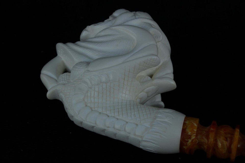 TIGER IN CLAW Block Meerschaum Smoking Tobacco Pipe Pipa Pfeife + CASE ...